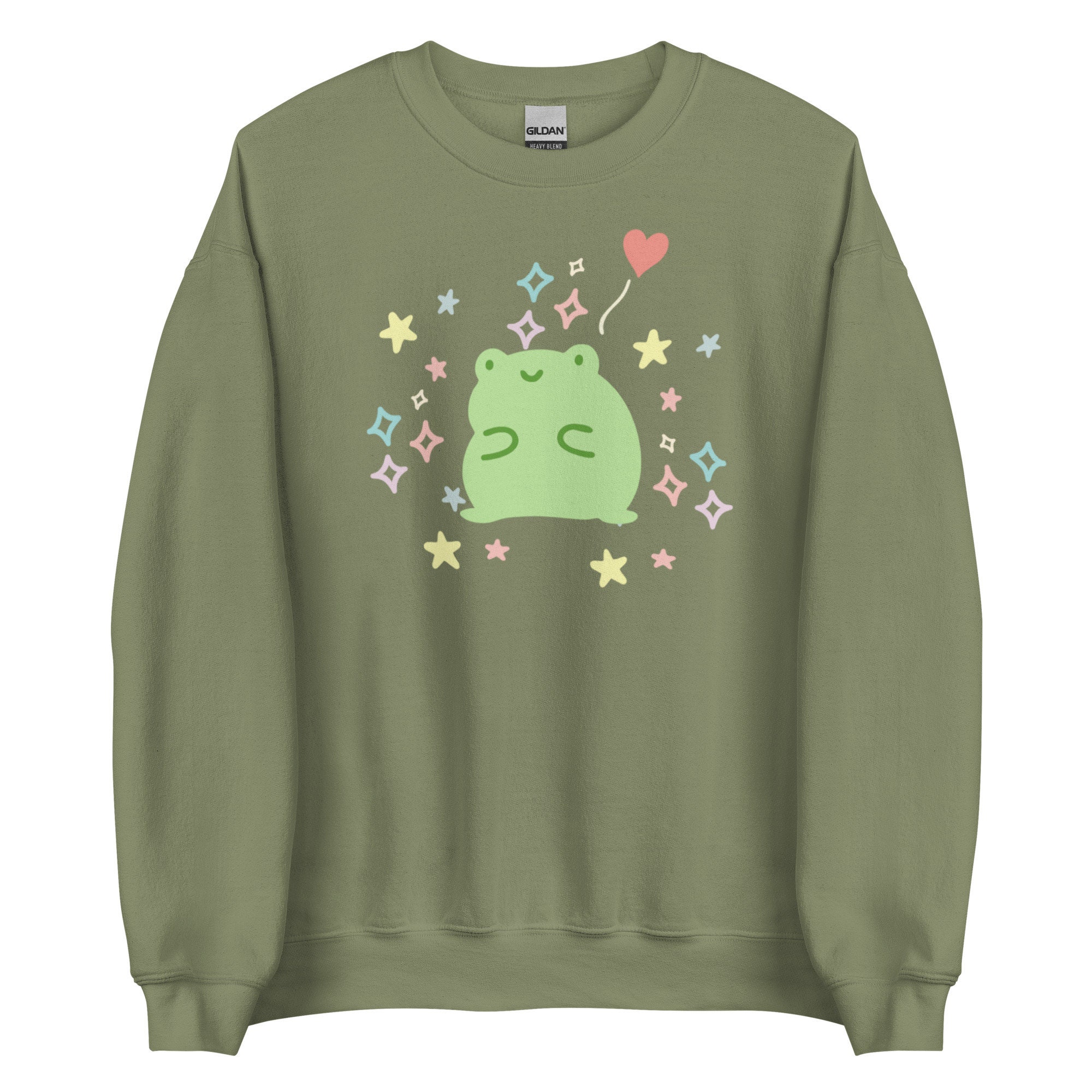 Kawaii Frog Sweatshirt Cute Frog Sweater Fairy Kei Aesthetic Harajuku ...