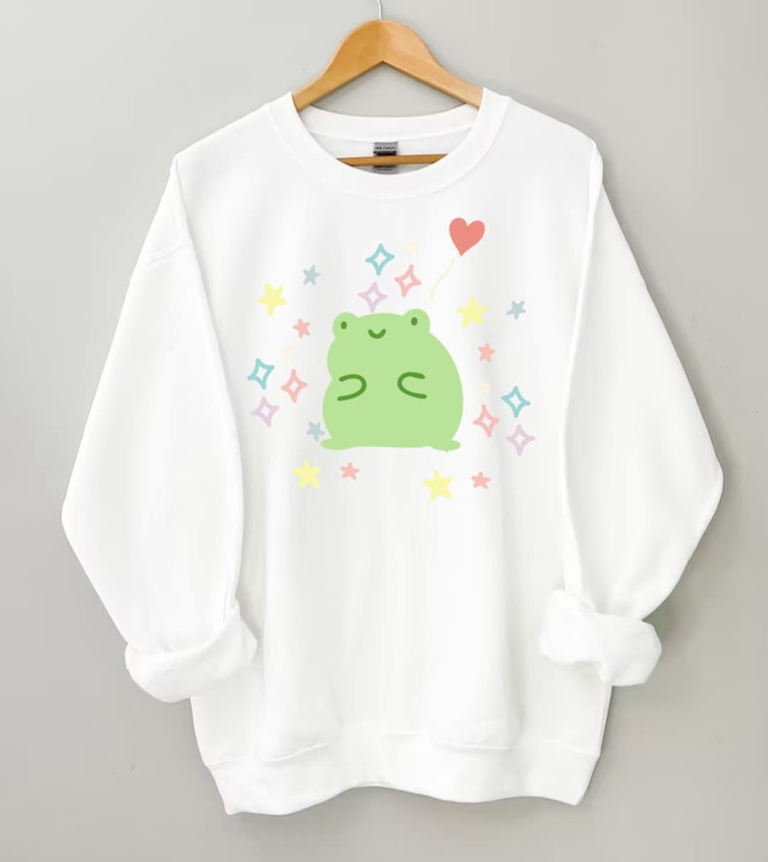 Kawaii Frog Sweatshirt Cute Frog Sweater Fairy Kei Aesthetic Harajuku ...
