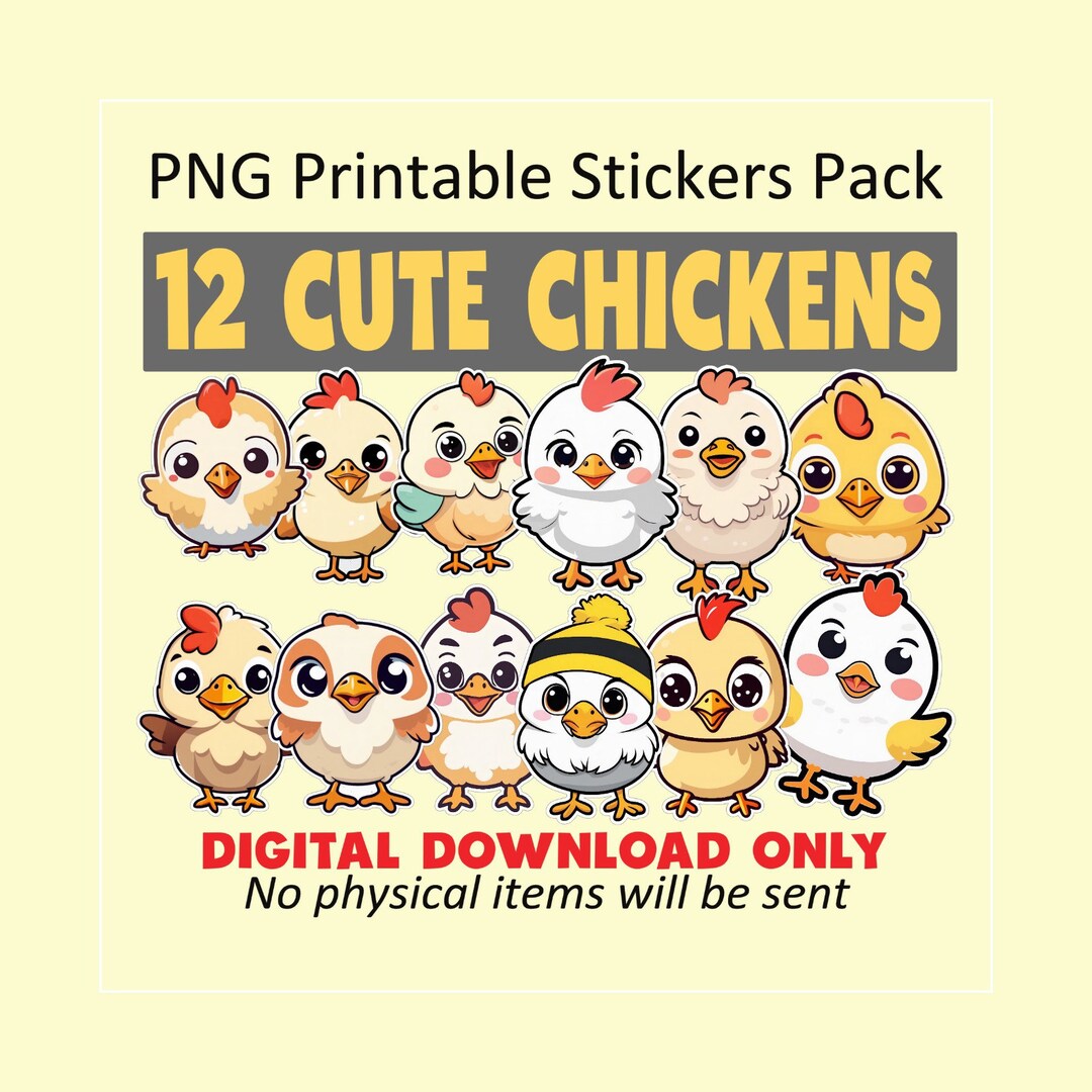 Delightfully Cute Chickens Print and Cut Stickers Pack 12 - Etsy