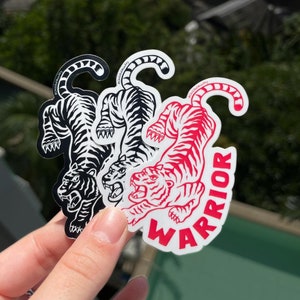 Tiger Warrior Cat Stickers, Fighter Sticker Pack, Gym Stickers, Fitness ...