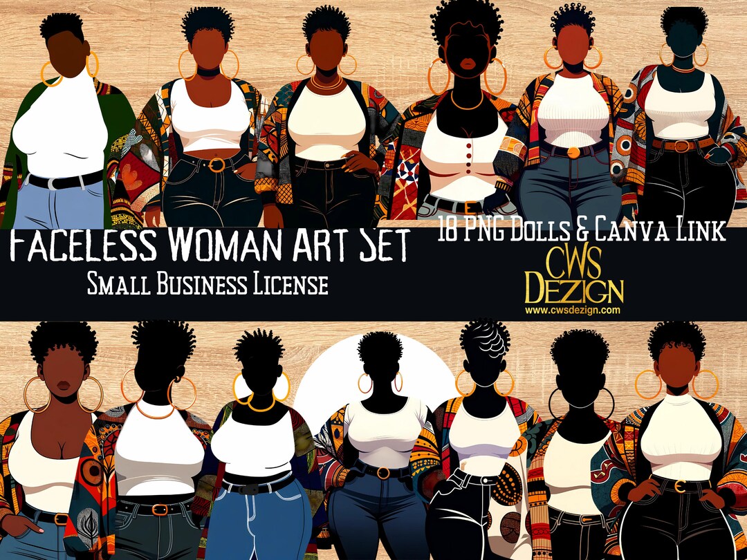 Faceless Black Women Art Set | Black Ai Art | Mother's Day | Cultural ...