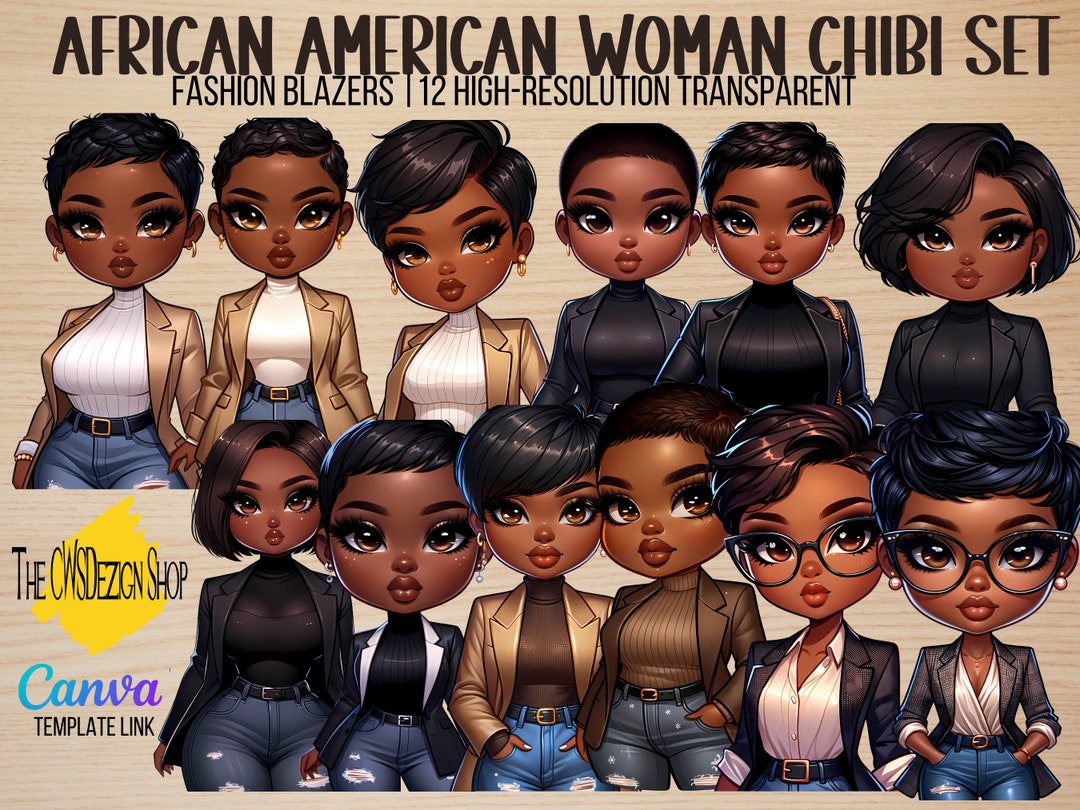 Pixie Haircut Chibi Dolls - African American Stylish Blazers Set ...