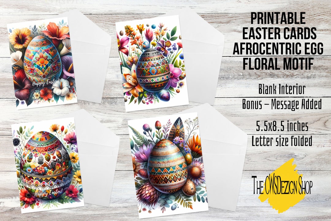 Printable Easter Cards - Afrocentric Floral | Easter Egg | Easter Note ...