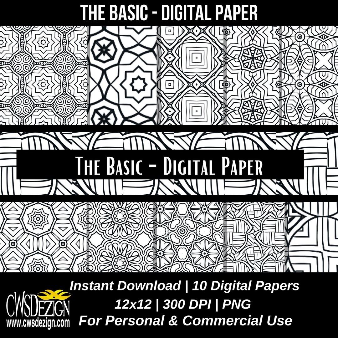 The Basic Digital Paper Pack, Instant Digital Download, Planner Paper ...