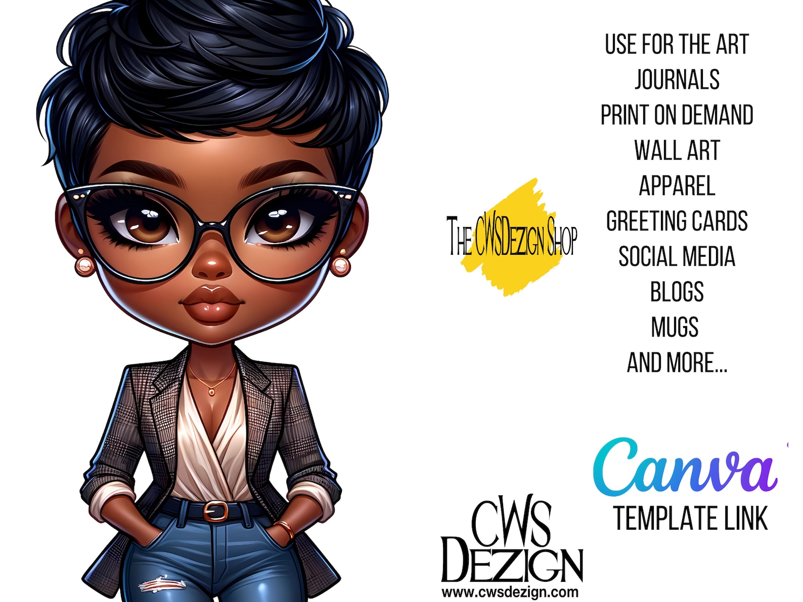 Pixie Haircut Chibi Dolls - African American Stylish Blazers Set ...