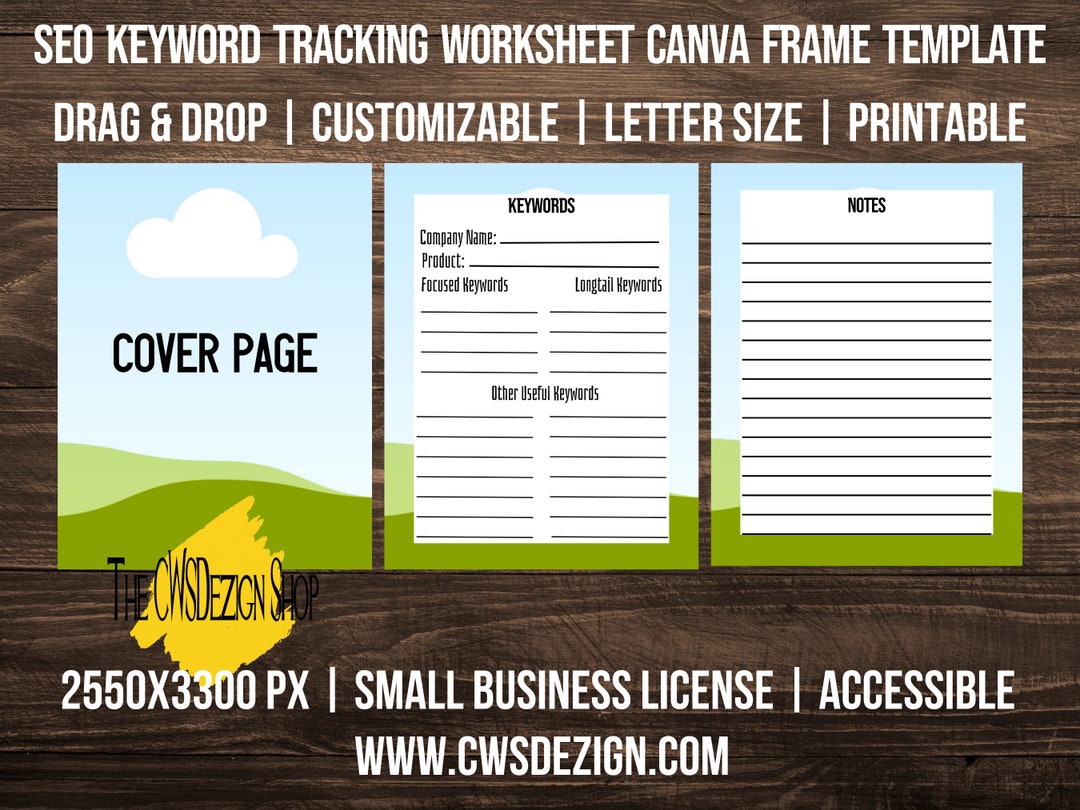 SEO Keyword Tracking Printable Worksheet Keyword Planner Keyword ...