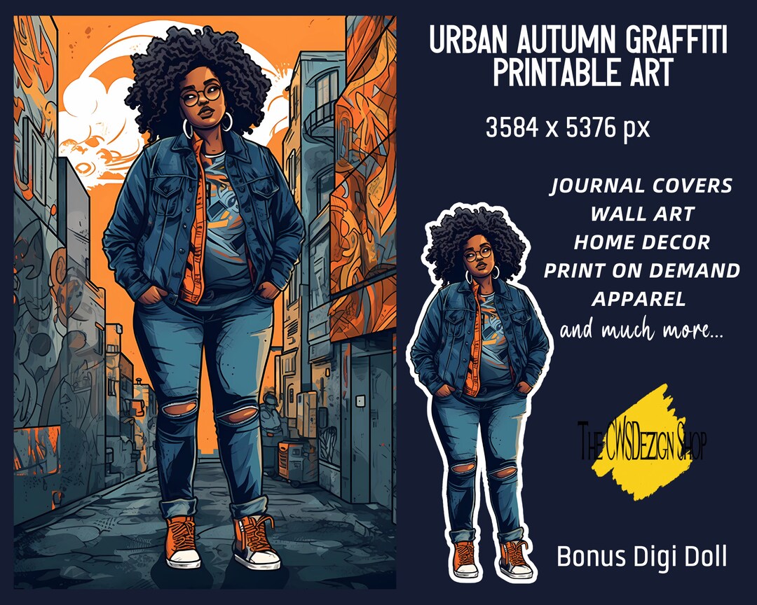 Urban Autumn Graffiti Printable Art Instant Download Graffiti Art Black ...