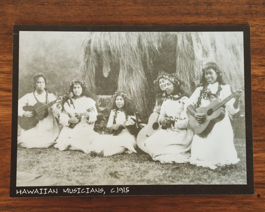 Vintage Hawaiian Postcard - Hawaiian Musicians - Old Hawaii - Black and ...