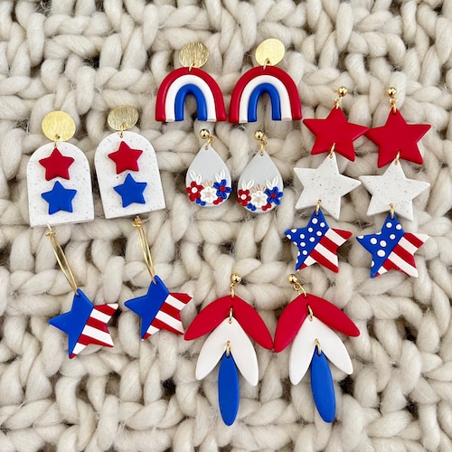 4th of July Polymer Clay Earrings - Etsy 4th of July Polymer Clay Earrings - Etsy