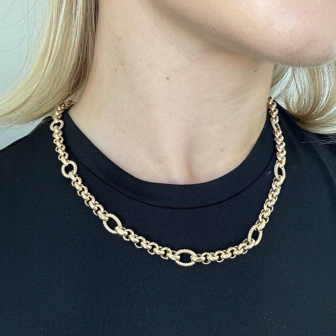 14K Yellow Gold Round Cable Rolo Chain Necklace | Gold Rolo Chain ...