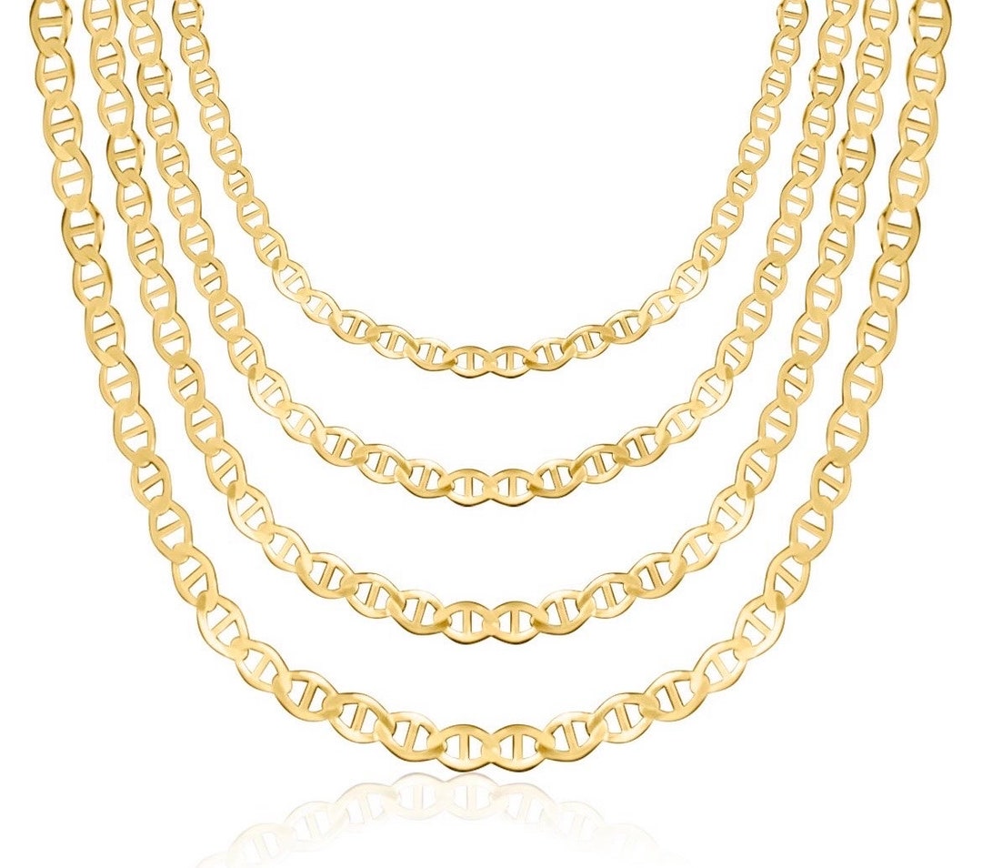 14k Yellow Gold Anchor Chain Necklace | Solid Mariner Necklace | Anchor ...