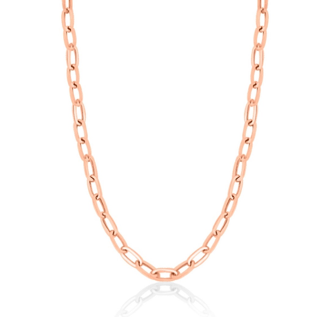 14k Rose Gold Fancy Paperclip Chain Necklace | Paperclip Chain | Rose ...
