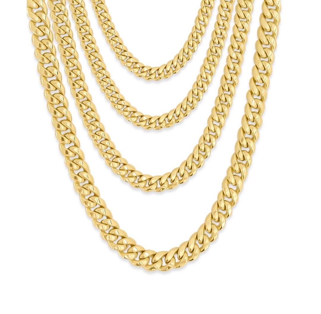 14k Gold Miami Cuban Chain | Miami Cuban Link Necklace | 14k Cuban ...