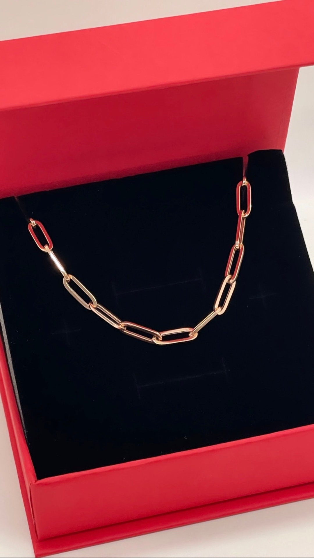 14k Rose Gold Fancy Paperclip Chain Necklace, 4.0mm Paperclips Women ...