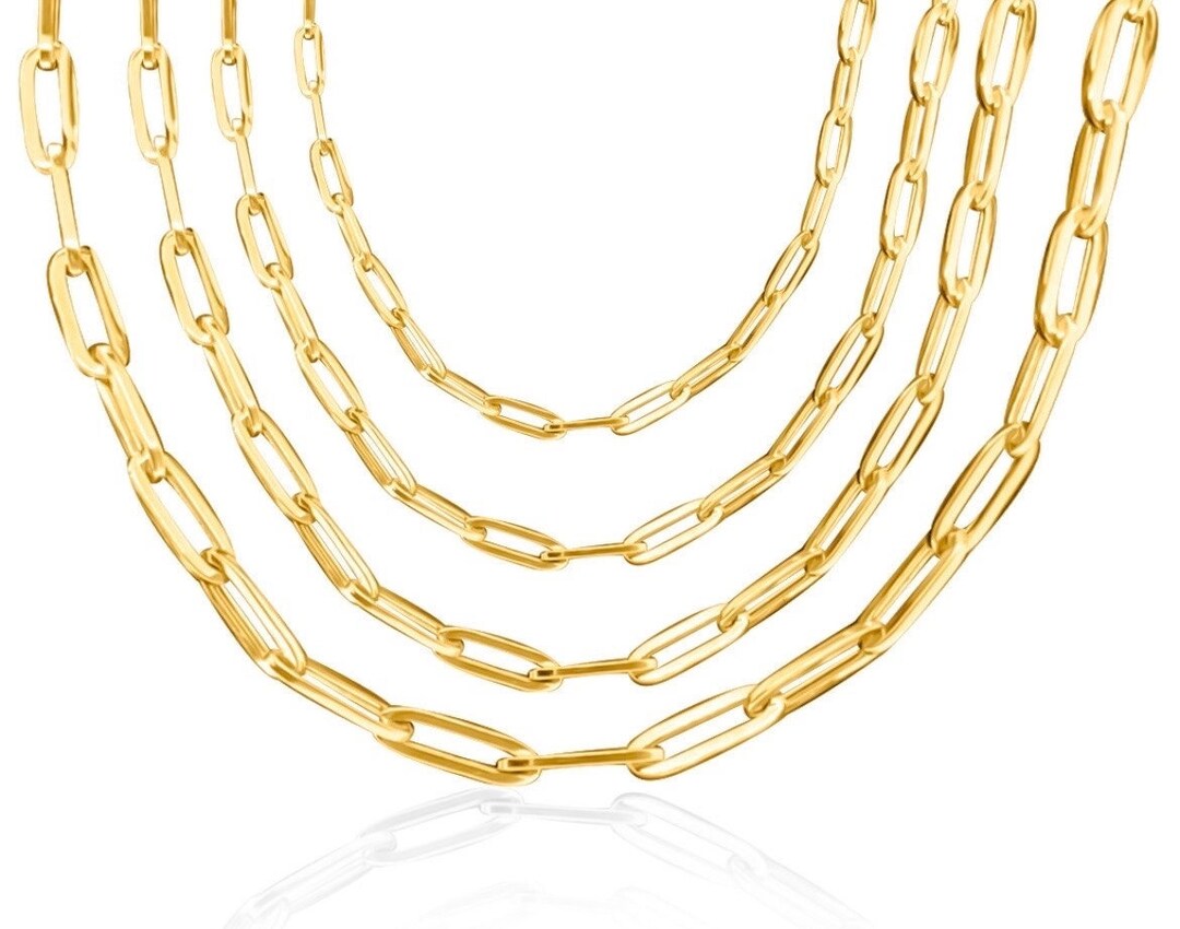 14k Yellow Gold Fancy Paperclip Chain Necklace | Italian Paperclips ...