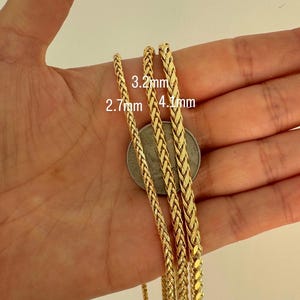 14k Yellow Gold Fancy Wheat Franco Chain Necklace | Wheat Chain ...
