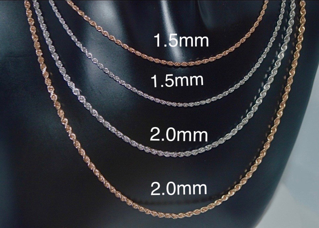 14k Real Solid Gold Rope Chain Necklace | 14K Gold Rope Necklace ...