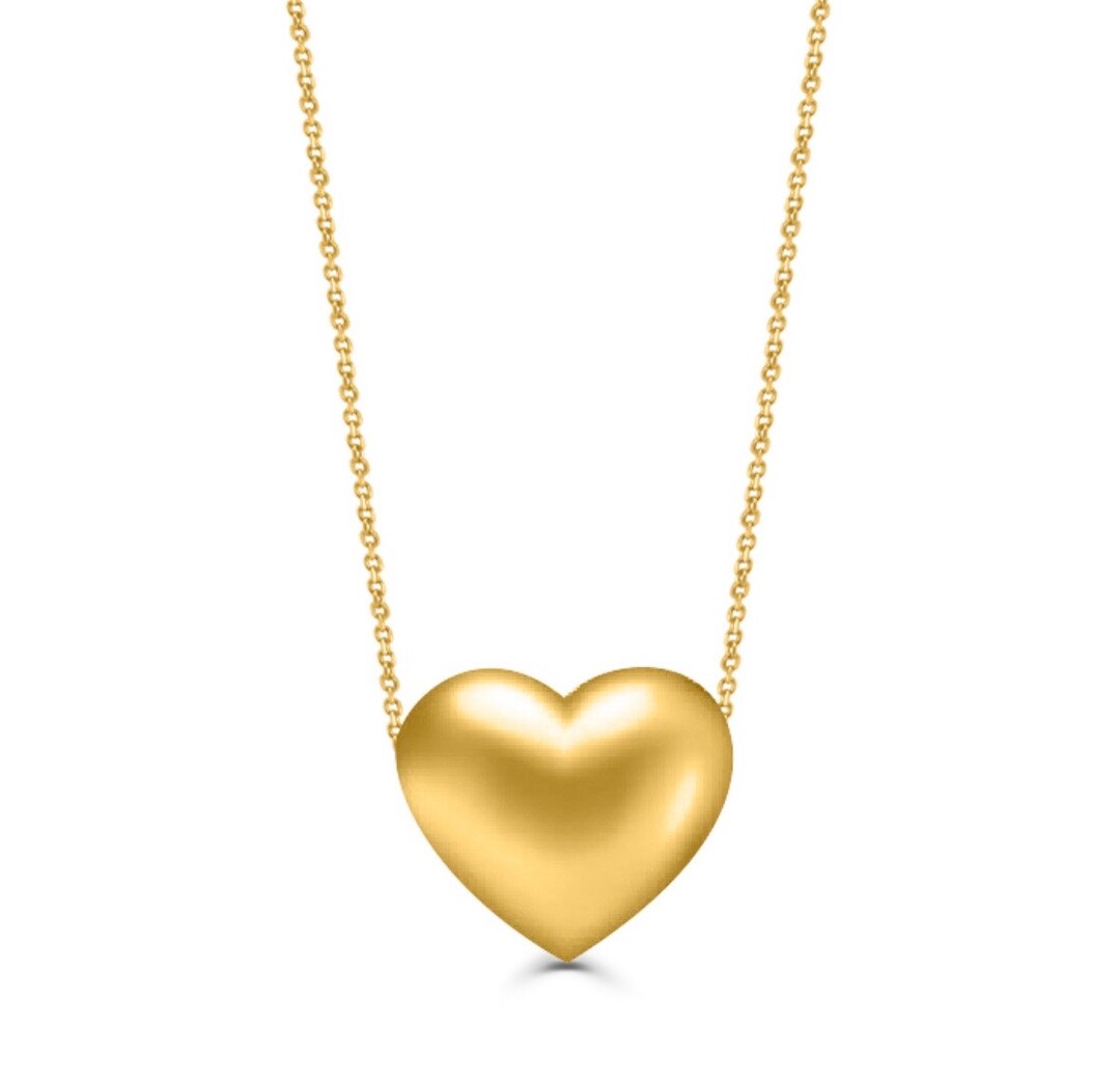 14K Yellow Gold Heart Pendant With Cable Chain Necklace | Link Chain ...