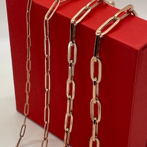 14k Rose Gold Fancy Paperclip Chain Necklace | Italian Paperclips Chain ...