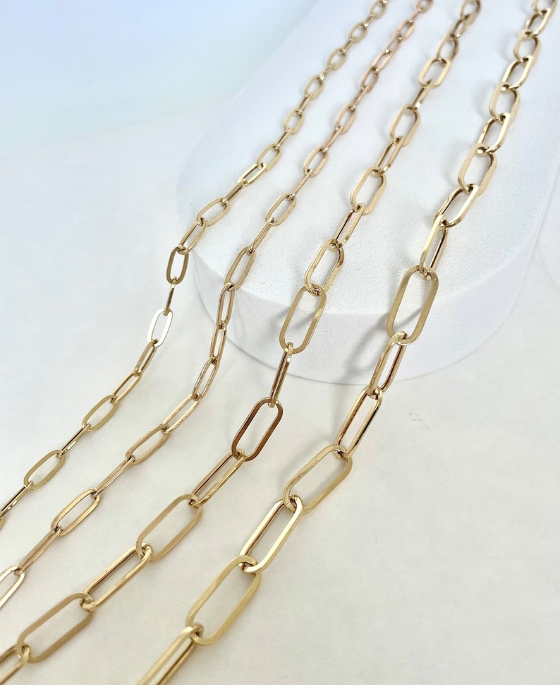 Solid 14k Real Gold Italian Style Paperclips Chain for Women - Etsy