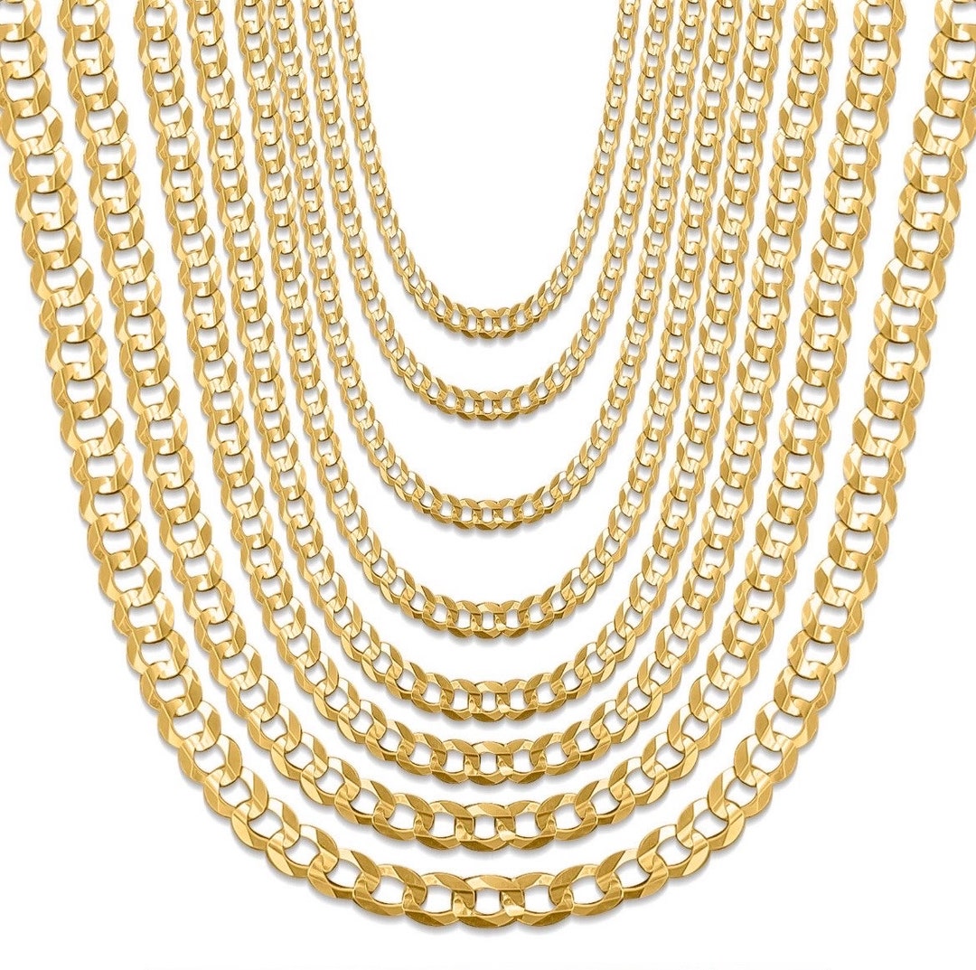 14k Cuban Curb Chain | Real Gold Miami Cuban Necklace | 14k Yellow Gold ...