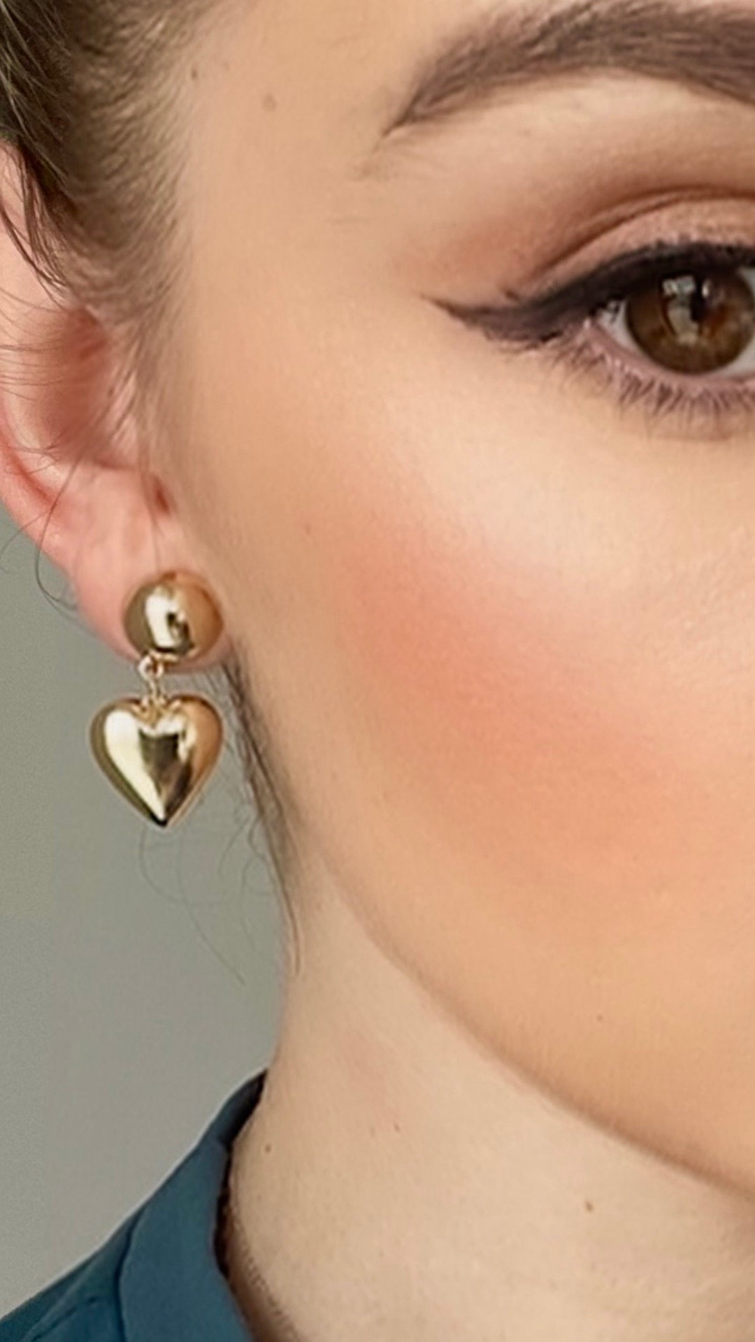 Gold Plated Heart Drop Earrings | Heart Gold Dangle Earrings | Gold ...