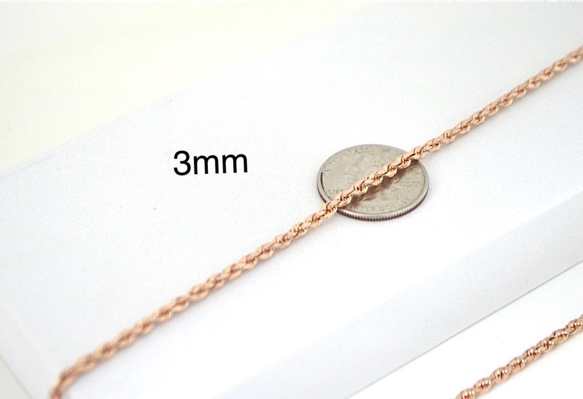 14k Gold Rope Chain Necklace Real Gold Rope 14k Fully SOLID - Etsy
