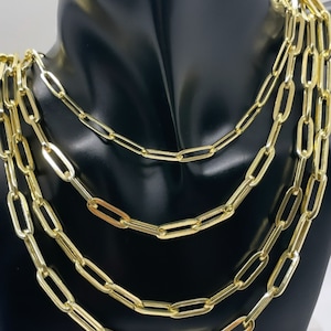 14k Yellow Gold Fancy Paperclip Chain Necklace | Italian Paperclips ...