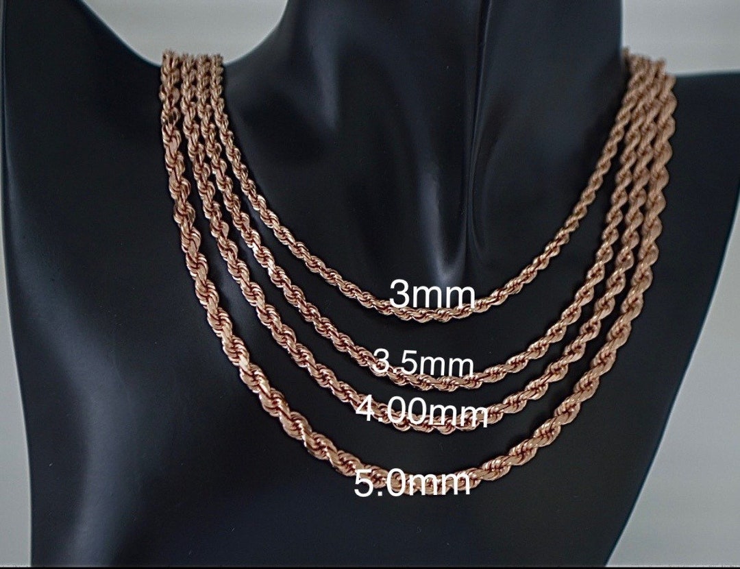 14k Gold Rope Chain Necklace Real Gold Rope 14k Fully SOLID - Etsy