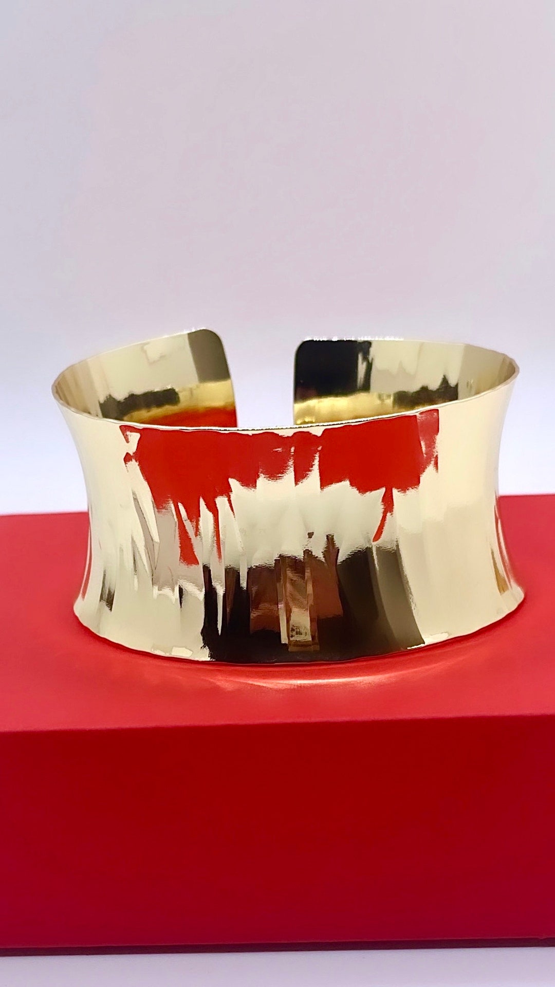 14k Simple Solid Gold Plated Bangle Cuff Bracelet Gift for Her, Solid ...