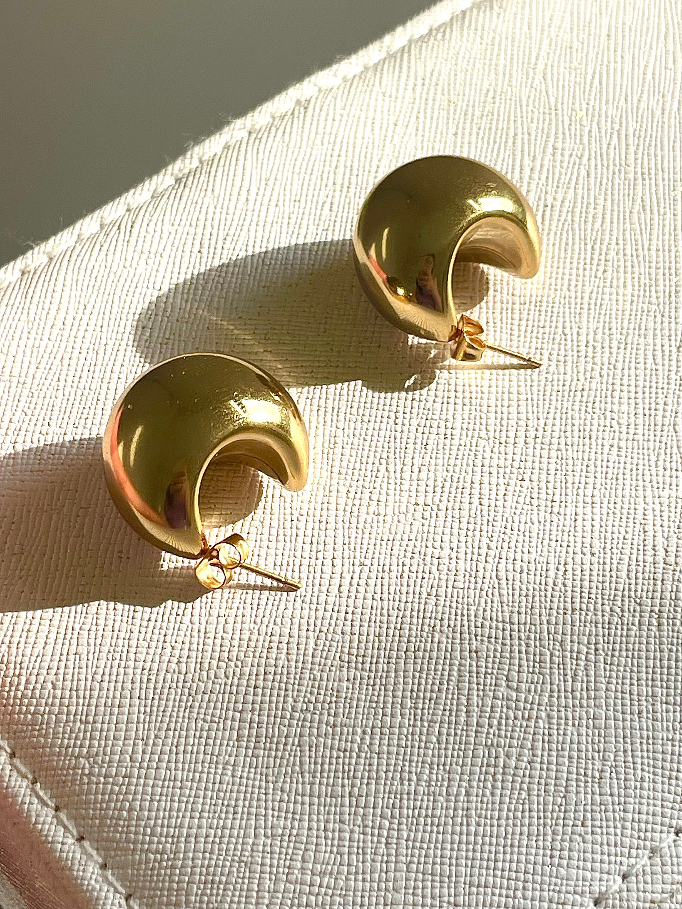 Chunky Earring, Waterdrop Hoop Ear, Chunky Dome Earrings, Drop Hoop ...