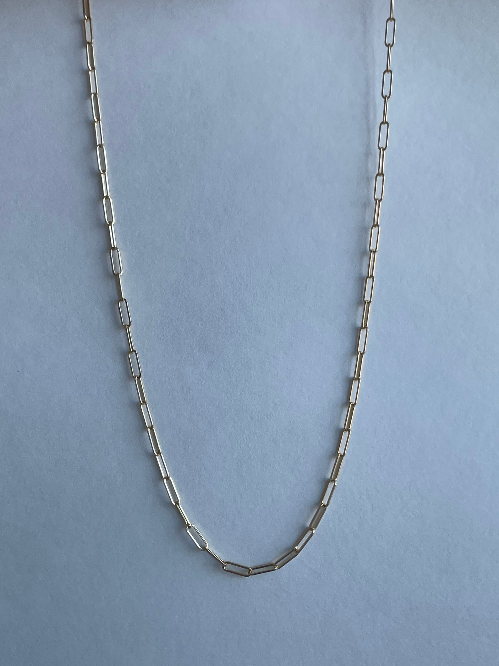 Solid 14k Gold Paperclip Chain Necklace Real Gold Paperclips - Etsy