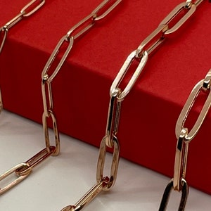 14k Rose Gold Fancy Paperclip Chain Necklace | Italian Paperclips Chain ...