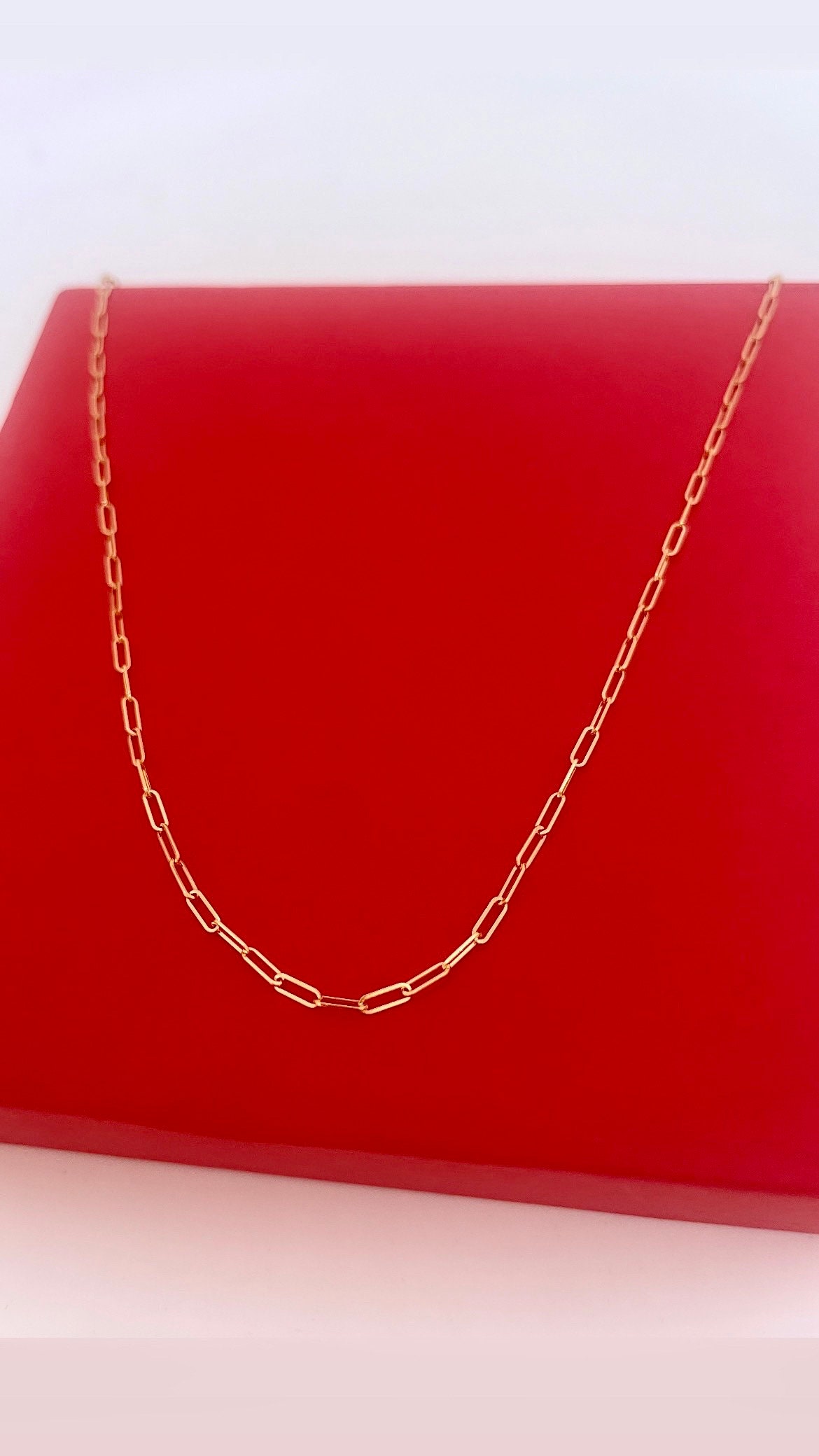 Solid 14k Gold Paperclip Chain Necklace Real Gold Paperclips - Etsy