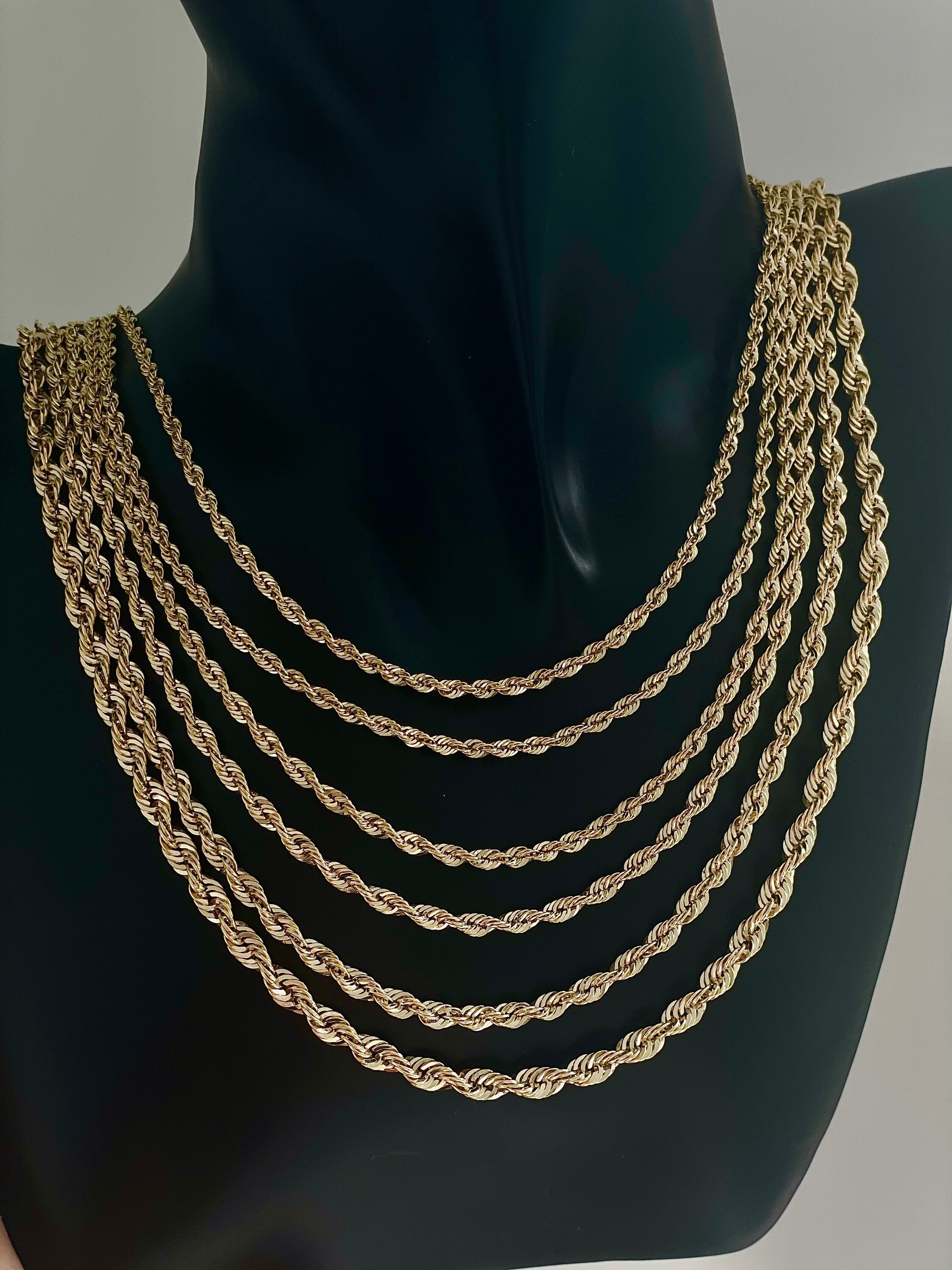 10k Rope Chain Necklace Real Gold Rope Chain Solid Rope - Etsy