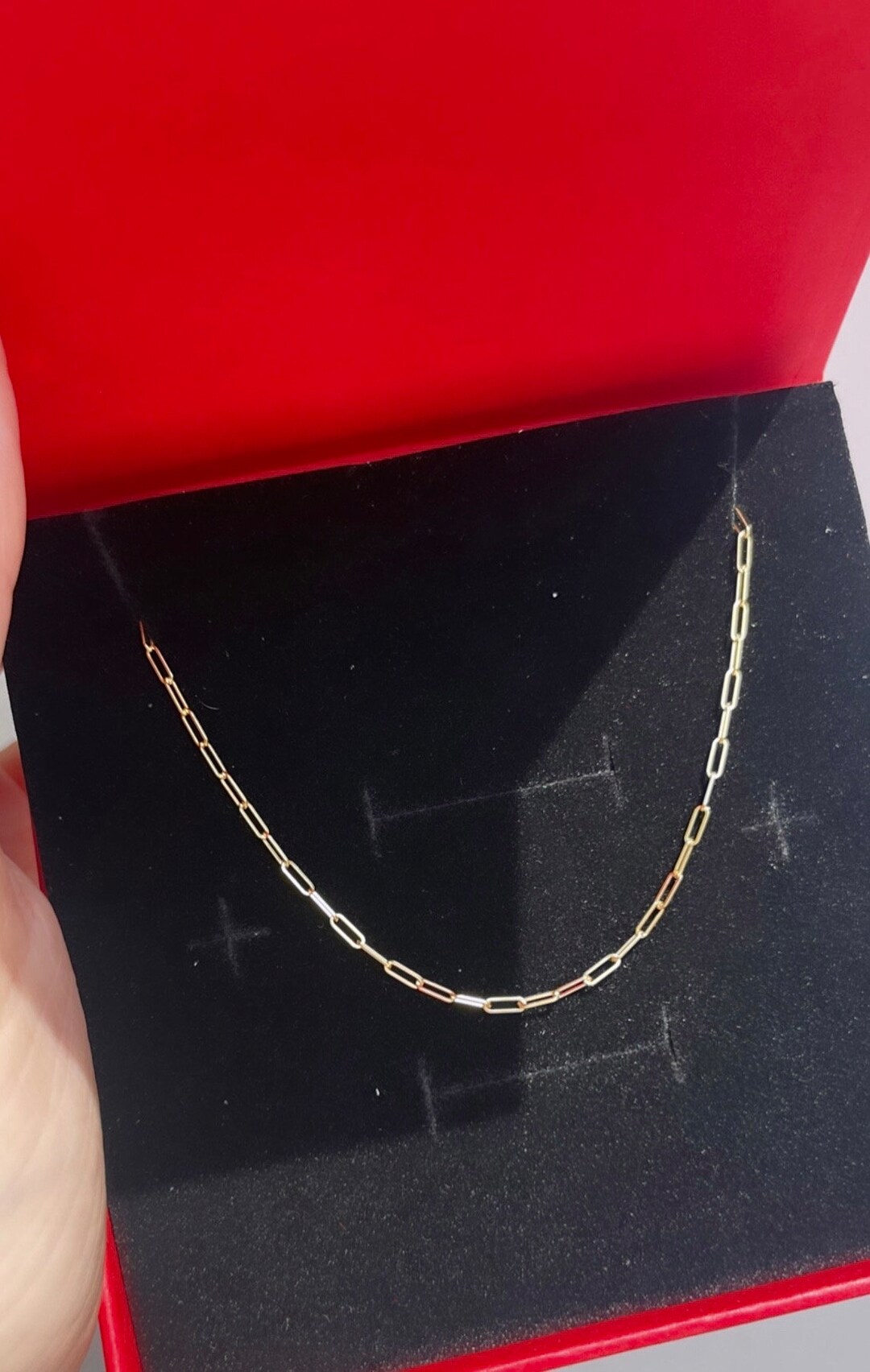 14k YELLOW Gold Paper Clip Necklace, Paperclip Chain Necklace 14k Gold ...