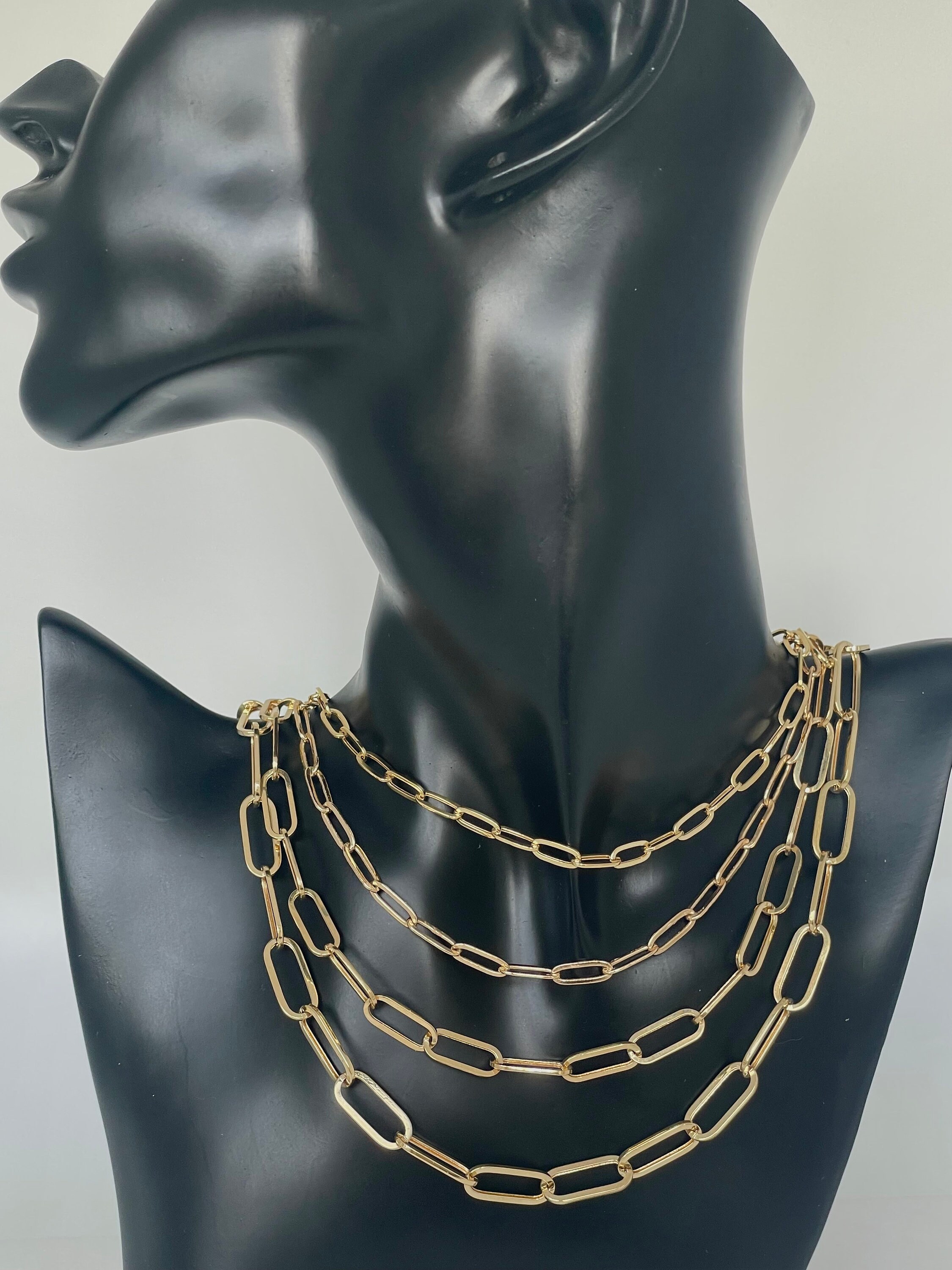 Solid 14k Real Gold Italian Style Paperclips Chain for Women - Etsy