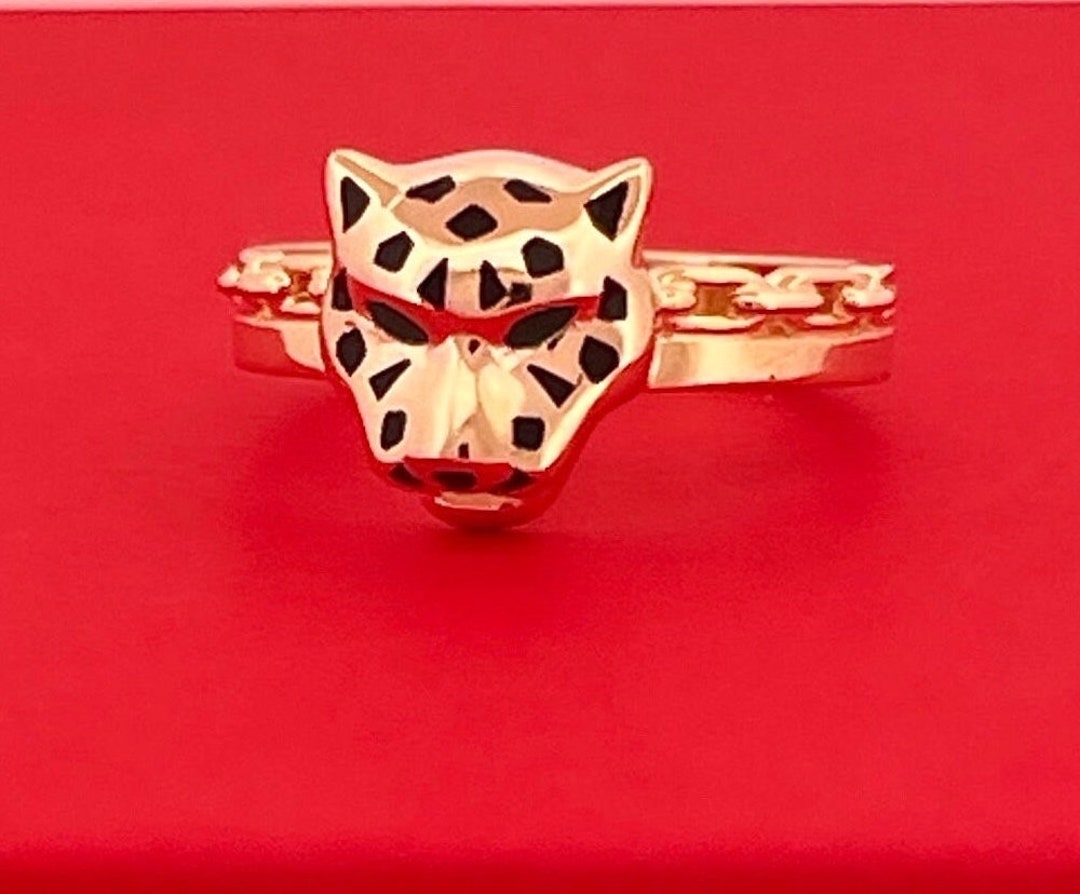 14k Real Gold Panther Ring, Helix Gold Panther Ring, Birthday Gift Size ...
