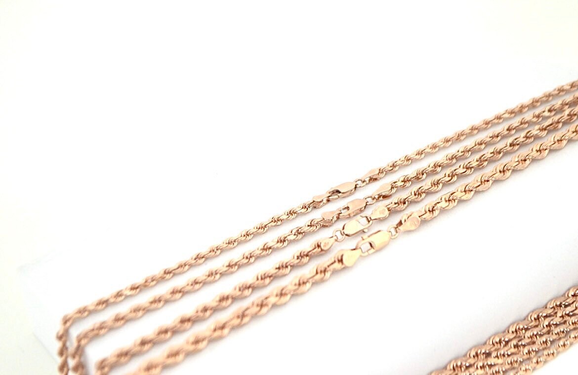 14k Gold Rope Chain Necklace Real Gold Rope 14k Fully SOLID - Etsy