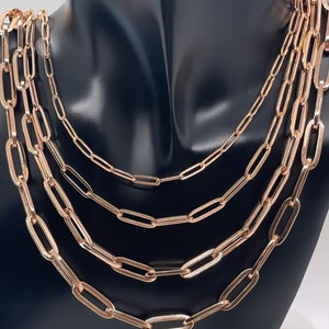 14k Rose Gold Fancy Paperclip Chain Necklace | Italian Paperclips Chain ...