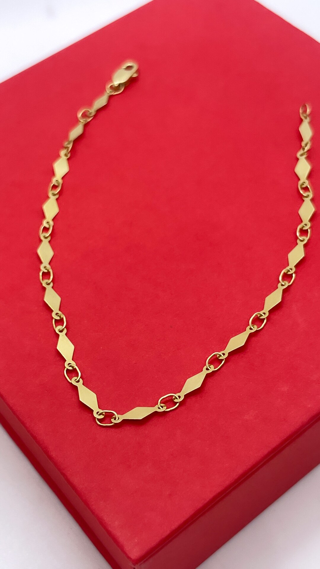 14k Yellow Gold Mirror Chain Necklace | Solid Glitter Chain Necklace ...