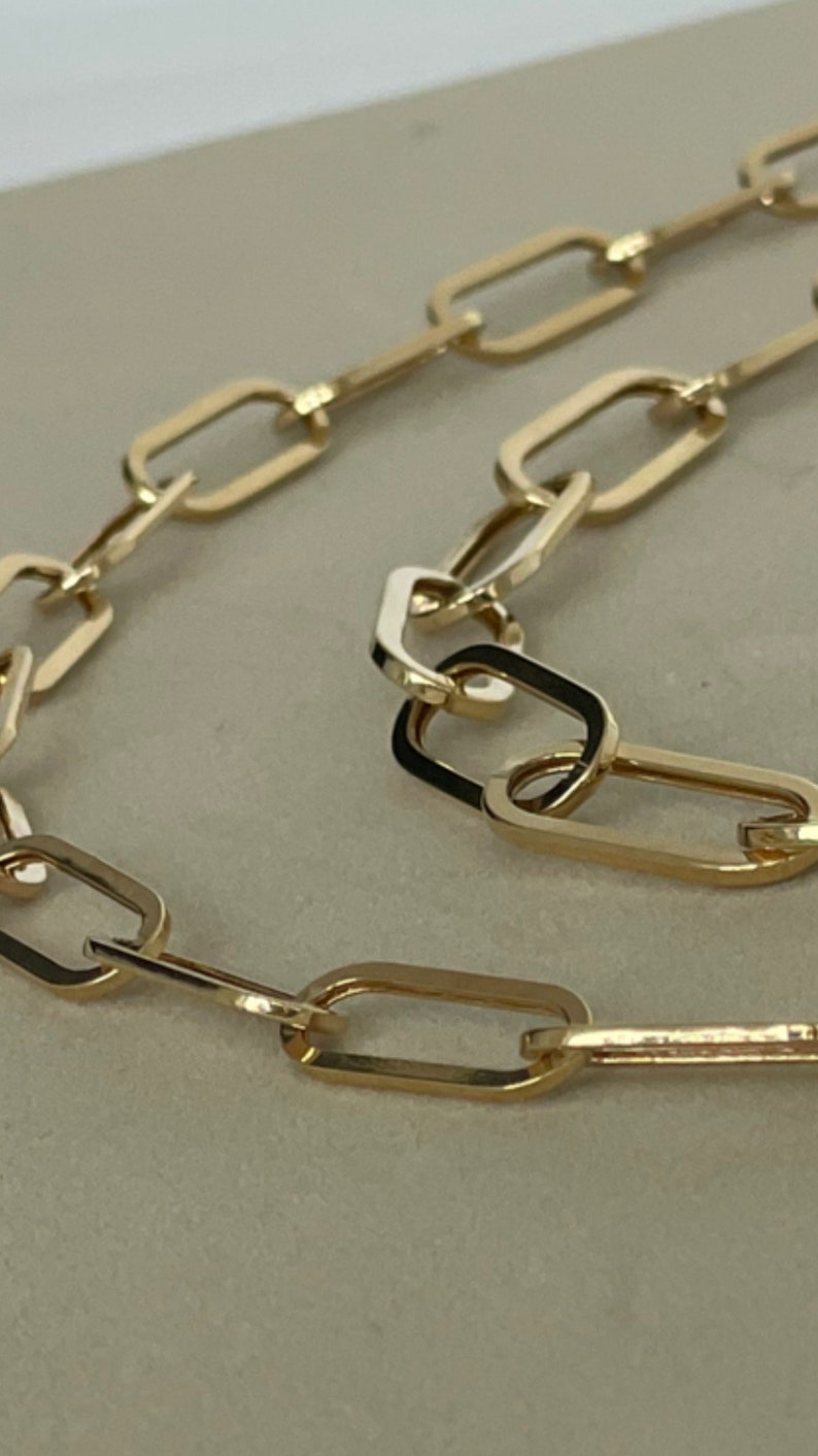 Solid 14k Real Gold Italian Style Paperclips Chain for Women, Anti ...