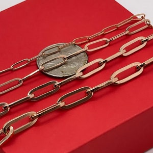 14k Rose Gold Fancy Paperclip Chain Necklace | Italian Paperclips Chain ...