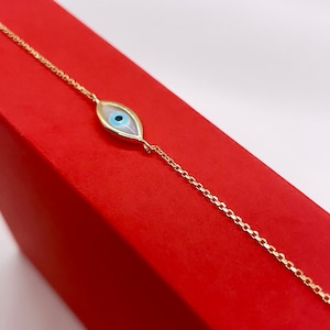 Evil Eye Bracelet , 14k Gold Evil Eye Charm Bracelet, Anti Jinx Charm ...