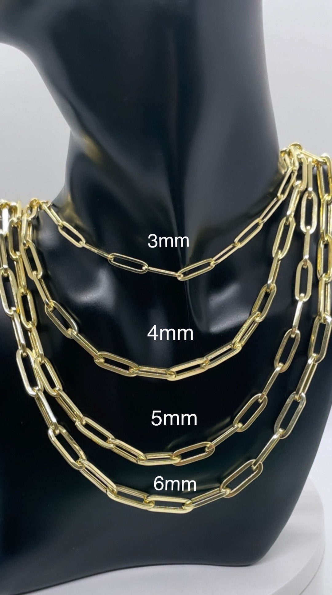 14k Yellow SOLID Gold Paperclips Chain Necklace | 14k Italian Style ...