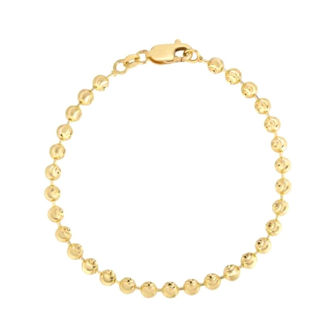 14k Gold Ball Bead Chain, SOLID Dog Tag Necklace, Army Chain, Gold Ball ...