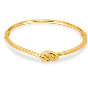 14k Gold Bangle Cuff Bracelet | Solid Gold Bangle | Love Knot Cuff Bracelet | Bridesmaid ...