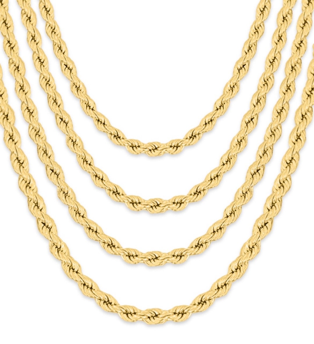 10k Yellow Gold Rope Chain Necklace | Real Gold Rope Chain | 5mm 6mm ...