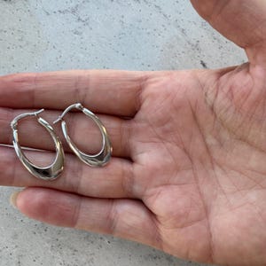 14k White Gold Oval Fancy Hoops | Chunky Hoop Earrings | Gold Hoop ...