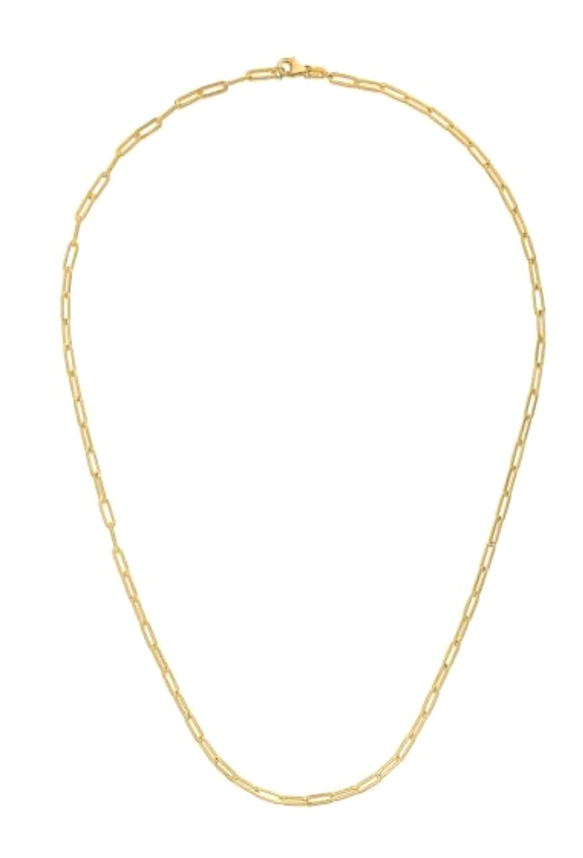 Solid 14k Gold Paperclip Chain Necklace Real Gold Paperclips - Etsy